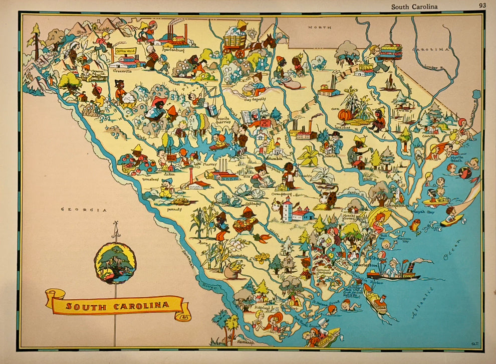 Vintage Map of South Carolina, 1935 – Antique Prints, Inc.